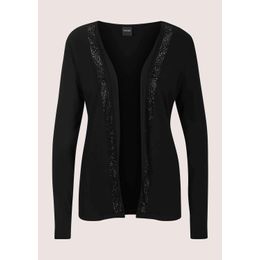 Madeleine Mode Langarmshirt MADELEINE "Shirtjacke Offene, leichte Jacke in weiter Form", Damen, Gr. 48, schwarz, Obermaterial: 95% Viskose CV. 5% Elasthan EL., Modern, schmal, Shirts Langarmshirt, Funkelnde Steine