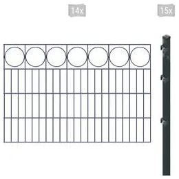 Doppelstabmattenzaun Arvotec "ESSENTIAL 80 zum Einbetonieren "Ring" mit Zierleiste", grau (anthrazit), H:80cm, Kunststoff, Stahl, Zaunelemente, Zaunh&ouml;he 80 cm, Zaunl&auml;nge 2 - 60 m