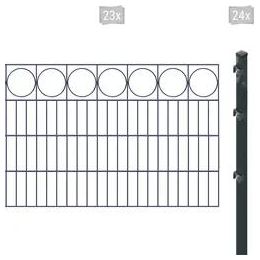 Doppelstabmattenzaun Arvotec "ESSENTIAL 80 zum Einbetonieren "Ring" mit Zierleiste", grau (anthrazit), H:80cm, Kunststoff, Stahl, Zaunelemente, Zaunh&ouml;he 80 cm, Zaunl&auml;nge 2 - 60 m