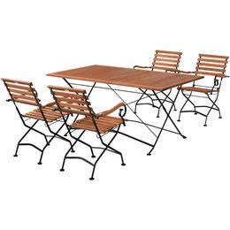Garten-Essgruppe Merxx "Schlo&szlig;garten", braun, B:57cm H:85cm T:60cm, FSC-zertifiziertes Massivholz, Sitzm&ouml;bel-Sets, Garten-Essgruppe, 4 Klappsessel und Klapptisch