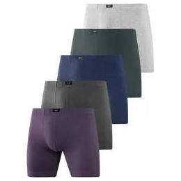 H.I.S. Langer Boxer H.I.S "Langer Boxer Boxershorts f&uuml;r Herren", Damen, Gr. 9 (XXXL), 5 Stk., lila, grau, blau, gr&uuml;n, grau, Jersey, Obermaterial: 95% Baumwolle, 5% Elasthan, unifarben, Unterhosen, Boxershorts f&uuml;r Herren, mit Logo am Bund