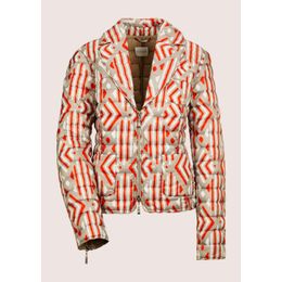 Madeleine Mode Steppjacke MADELEINE "Steppjacke Kurze Steppjacke mit Unikat-Print", Damen, Gr. 34, wei&szlig; (wollwei&szlig;, blutorange, cappuccino), Obermaterial: 100% Polyester PES., Modern, normal, Jacken Steppjacke