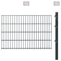 Doppelstabmattenzaun Arvotec "ESSENTIAL 83 zum Einbetonieren", grau (anthrazit), H:83cm, Kunststoff, Stahl, Zaunelemente, Zaunh&ouml;he 83 cm, Zaunl&auml;nge 2 - 60 m