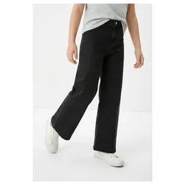 Weite Jeans s.Oliver JUNIOR, M&auml;dchen, Gr. 164, N-Gr, schwarz (grau, schwarzreg), Denim/Jeans, Obermaterial: 76% Baumwolle, 22% Polyester, 2% sonstige Fasern, unifarben, weit kn&ouml;chellang, Jeans, mit Wide-Legs