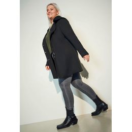 Only sheego Gro&szlig;e Gr&ouml;&szlig;en Langjacke, schwarz, Gr&ouml;&szlig;e L - Damen