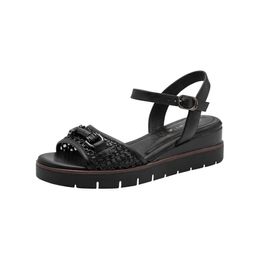 Keilsandalette Tamaris "Tamaris Sandalen Leder/Textil", Damen, Gr. 39, schwarz, Leder, Textil, Schuhe