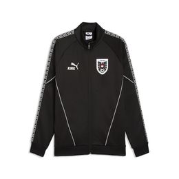 Sweatjacke Puma "&Ouml;sterreich KING Anthem Trainingsjacke Herren", Herren, Gr. XS, schwarz, wei&szlig;, Obermaterial: 37% Baumwolle, 63% Polyester. Taschenfutter: 100% Polyester. Rippe: 7% Elasthan, 93% Polyester. Besatz: 100% Polyester, Sweatjacken Sweatjacke