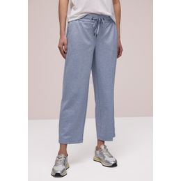 Stoffhose Street One, Damen, Gr. 44, L&auml;nge 28, country blau meliert, Stoff, 46% Polyester, 29% Polyamid, 15% Viskose, 10% Elasthan, unifarben, loose fit kn&ouml;chelfrei, Hosen Stoffhose, im Joggstyle