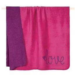 Wohndecke Pad "Cozy up", fuchsia, plum love, B:150cm L:200cm, Obermaterial: 70% Baumwolle, 30% Polyacryl, Wohndecken, Wohndecke, Made in Europe