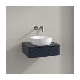 Villeroy & Boch Villeroy und Boch Antao Waschtisch-Unterschrank L07150HG mit Beleuchtung, 1 Auszug, 600 x 190 x 500 mm, Front mit Struktur, Midnight Blue Matt Lacquer / Midnight Blue Matt Lacquer