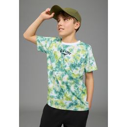 Kangaroos Jungen T-Shirt "Kangaroos T-Shirt Batik-Optik"gr&uuml;n gemustert, Gr. 164, bedruckt, Single Jersey, Obermaterial: 100% Baumwolle, Shirts, Basic