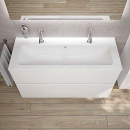 Duravit ME by Starck Doppelwaschtisch, evineo ineo5 evo Unterschrank B: 121 cm, 2 Ausz&uuml;ge, mit Griffmulde,, 236112AC24+BE0716WM,