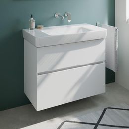 Geberit Renova Plan Waschtisch, evineo ineo5 evo Unterschrank B: 90 cm, 2 Ausz&uuml;ge, mit Griffmulde,, 501705001+BE0990WM,