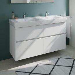 Geberit Renova Plan Doppelwaschtisch, evineo ineo5 evo Unterschrank B: 130 cm, 4 Ausz&uuml;ge, mit Griffmulde,, 501710008+BE0992WM,