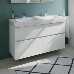 Geberit Renova Plan Doppelwaschtisch, evineo ineo5 evo Unterschrank B: 130 cm, 4 Ausz&uuml;ge, mit Griffmulde,, 501711008+BE0992WM,