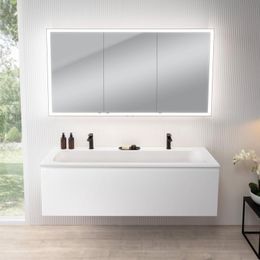 rivea Dia Unterschrank B: 161 cm mit 1 Auszug, Waschtisch mit 2 Hahnl&ouml;chern wei&szlig;, mit n60 Spiegelschrank f&uuml;r die Schweiz,, BR0045WM+BR0129WH+BN0504MI,