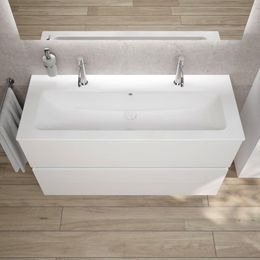 Duravit ME by Starck Doppelwaschtisch, evineo ineo5 evo Unterschrank B: 121 cm, 2 Ausz&uuml;ge, mit Griffmulde,, 236112AC24+BE0716WH,