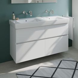 Geberit Renova Plan Doppelwaschtisch, evineo ineo5 evo Unterschrank B: 130 cm, 4 Ausz&uuml;ge, mit Griffmulde,, 501712008+BE0992WH,