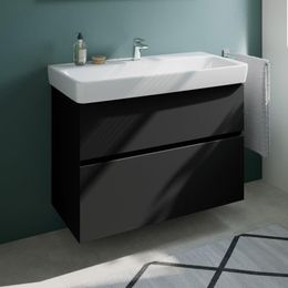 Geberit Renova Plan Waschtisch, evineo ineo5 evo Unterschrank B: 100 cm, 2 Ausz&uuml;ge, mit Griffmulde,, 501707008+BE0991BM,