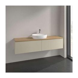 Villeroy & Boch Villeroy und Boch Antao Waschtisch-Unterschrank L36011HJ mit Beleuchtung, 2 Ausz&uuml;ge, 1600 x 360 x 500 mm, Front ohne Struktur, Silk Grey Matt Lacquer / Honey Oak
