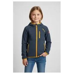 Fleecejacke Trollkids "KIDS SANDEFJORD JACKET", M&auml;dchen, Gr. 152, bunt (mystic blau, golden gelb), Obermaterial: 100% Polyester, Jacken Fleecejacke