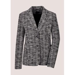 Madeleine Mode Jackenblazer MADELEINE "Tweedblazer Jerseyblazer mit Reverskragen", Damen, Gr. 46, schwarz (schwarz, wollwei&szlig;, silberfarben), Obermaterial: 85% Polyester PES. 11% Baumwolle CO. 2% Elasthan EL. 2% metallisierte Fasern MTF., Modern, normal, Blazer Jackenblazer, Tweed-Optik, Jerseyblazer
