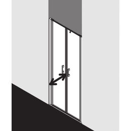 Kermi Liga Pendelt&uuml;r in Nische LIPTD07018VAK 70x185cm, silber hochglanz, ESG klar, auf Duschwanne