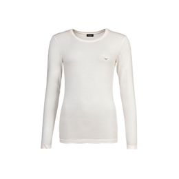 Longsleeve Emporio Armani "Longsleeve ESSENTIAL STUDS 1er Pack", Damen, Gr. M, wei&szlig;, Obermaterial: 95% Viskose CV. 5% Elasthan EL., Shirts Longsleeve