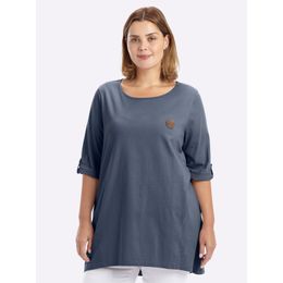 sheego Gro&szlig;e Gr&ouml;&szlig;en Longshirt in kaschierender A-Linie, rauchblau, Gr&ouml;&szlig;e 44/46 - Damen