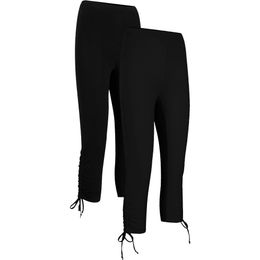 Caprileggings bonprix, Damen, Gr. 52/54 (XXL), N-Gr, schwarz, schwarz, Jersey, Obermaterial: 95% Baumwolle, 5% Elasthan, skinny fit, Hosen Caprileggings, Skinny Fit, aus elastischem Material mit hohem Baumwollanteil