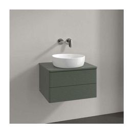Villeroy & Boch Villeroy und Boch Antao Waschtisch-Unterschrank L18150HL mit Beleuchtung, 2 Ausz&uuml;ge, 600 x 360 x 500 mm, Front mit Struktur, Leaf Green Matt Lacquer / Leaf Green Matt Lacquer