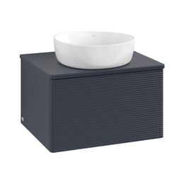 Villeroy & Boch Villeroy und Boch Antao Waschtisch-Unterschrank L29110HG mit Beleuchtung, 1 Auszug, 600 x 360 x 500 mm, Front mit Struktur, Midnight Blue Matt Lacquer / Midnight Blue Matt Lacquer