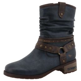 Winterboots Mustang Shoes "Fabienne", Damen, Gr. 38, navy, Lederimitat, used, Schuhe Winterboots, Stiefelette, Westernboots mit Warmfutter