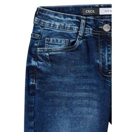 Slim-fit-Jeans Cecil, Damen, Gr. 25, L&auml;nge 32, mid blau wash, Jeans, 78% Baumwolle, 20% Polyester, 2% Elasthan, unifarben, lang, Jeans Slim-fit-Jeans, Middle Waist