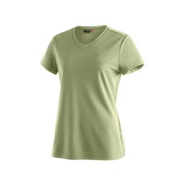 T-Shirt Maier Sports "Trudy", Damen, Gr. 42, apfelgr&uuml;n, 100% Polyester, Rundhals, Shirts T-Shirt, Damen Kurzarmshirt, leichtes Sommer Funktionsshirt, V-Ausschnitt