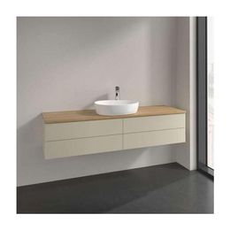 Villeroy & Boch Villeroy und Boch Antao Waschtisch-Unterschrank L25051HJ mit Beleuchtung, 4 Ausz&uuml;ge, 1600 x 360 x 500 mm, Front ohne Struktur, Silk Grey Matt Lacquer / Honey Oak