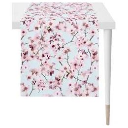 Tischl&auml;ufer Apelt "6450 SPRINGTIME, Fr&uuml;hjahrsdeko, Fr&uuml;hling", bunt (rosa, hellblau, natur), B:48cm L:140cm, Baumwolle, Polyester, Tischdecken, Digitaldruck