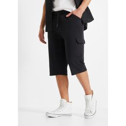 Sweatbermudas bonprix, Herren, Gr. 56/58, N-Gr, schwarz, Sweatware, Obermaterial: 100% Baumwolle, regular fit, Hosen Sweatbermudas, aus Baumwolle, mit zahlreichen Taschen, regular fit, casual Stil