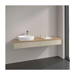 Villeroy & Boch Villeroy und Boch Antao Waschtisch-Unterschrank L15151HJ mit Beleuchtung, 2 Ausz&uuml;ge, 1600 x 190 x 500 mm, Front mit Struktur, Silk Grey Matt Lacquer / Honey Oak