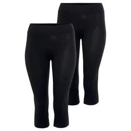 H.I.S. Caprileggings H.I.S, Damen, Gr. 54, N-Gr, schwarz, Single Jersey, Obermaterial: 95% Baumwolle, 5% Elasthan, unifarben, Basic, schmal, Hosen, Angenehmer Baumwollmix im praktischen 2er-Pack in 3/4-L&auml;nge