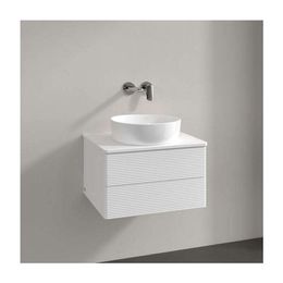Villeroy & Boch Villeroy und Boch Antao Waschtisch-Unterschrank L18150MT mit Beleuchtung, 2 Ausz&uuml;ge, 600 x 360 x 500 mm, Front mit Struktur, White Matt Lacquer / White Matt Lacquer
