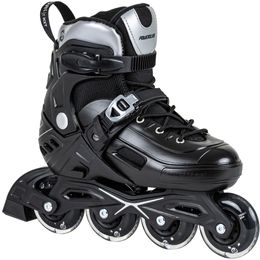 Inlineskates Powerslide "Khaan Junior NXT Black adj." Gr. 31, silber (schwarz, silber), Inlineskates_Rollschuhe, Kinder, 31/34 (bis 60 kg)