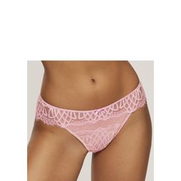 String Lascana "Cara", Damen, Gr. 32/34, rosa (rosa, puder), Spitze, Obermaterial: 87% Polyamid, 13% Elasthan, k&ouml;rpernah, Unterhosen String, aus dezent transparenter Spitze, anteilig aus recyceltem Material