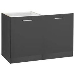 Sp&uuml;lenschrank KOCHSTATION "KS-Kehl", grau, B:120cm H:82cm T:60cm, MDF, Schr&auml;nke, Sp&uuml;lenschrank, f&uuml;r Geschirrsp&uuml;lmaschine, ohne Arbeitsplatte