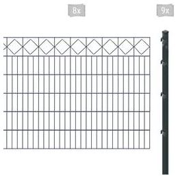 Doppelstabmattenzaun Arvotec "ESSENTIAL 120 zum Einbetonieren "Karo" mit Zierleiste", grau (anthrazit), H:120cm, Kunststoff, Stahl, Zaunelemente, Zaunh&ouml;he 120 cm, Zaunl&auml;nge 2 - 60 m