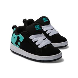 Sneaker DC Shoes "Court Graffik", M&auml;dchen, Gr. 2,5(33,5), schwarz (schwarz, aqua), Obermaterial:Obermaterial: Leder / Futter: Textil / Au&szlig;ensohle: Gummi;, Schuhe Sneaker