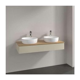 Villeroy & Boch Villeroy und Boch Antao Waschtisch-Unterschrank L13011HJ mit Beleuchtung, 1 Auszug, 1200 x 190 x 500 mm, Front ohne Struktur, Silk Grey Matt Lacquer / Honey Oak