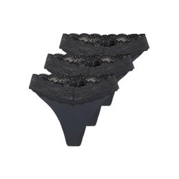Tanga Only "ONLCHLOE LACE S.S THONG 3-PACK ACC", Damen, Gr. L (40), 3 Stk., periscope pack:x3, Obermaterial: 75% Nylon, 25% Elasthan, unifarben, figurbetont, Unterhosen Tanga