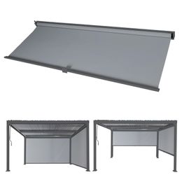 Seitenwand f&uuml;r Pergola MCW-L41, Pavillon Rollo Ersatzseitenwand, Stoff/Textil 3x3,7m ~ anthrazit