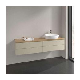 Villeroy & Boch Villeroy und Boch Antao Waschtisch-Unterschrank L27051HJ mit Beleuchtung, 4 Ausz&uuml;ge, 1600 x 360 x 500 mm, Front ohne Struktur, Silk Grey Matt Lacquer / Honey Oak